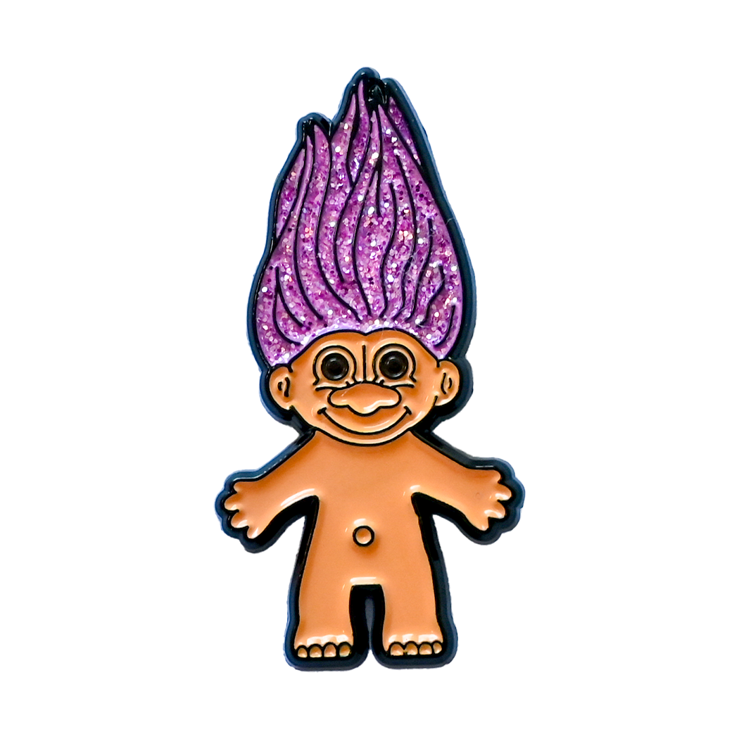 Pink Glitter Troll Soft Enamel Pin – Funktified